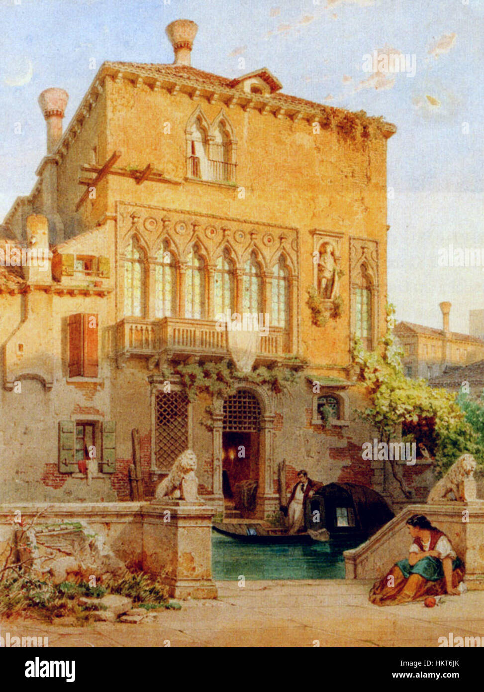 Eduard Gerhardt's 'Venedig Haus der Familie Moro' depicts a picturesque ...