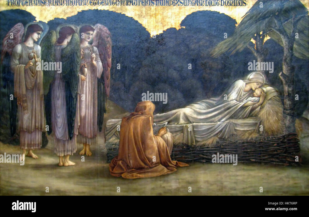 *Edward Burne-Jones*’s *Nativity* depicts the birth of Christ with ...