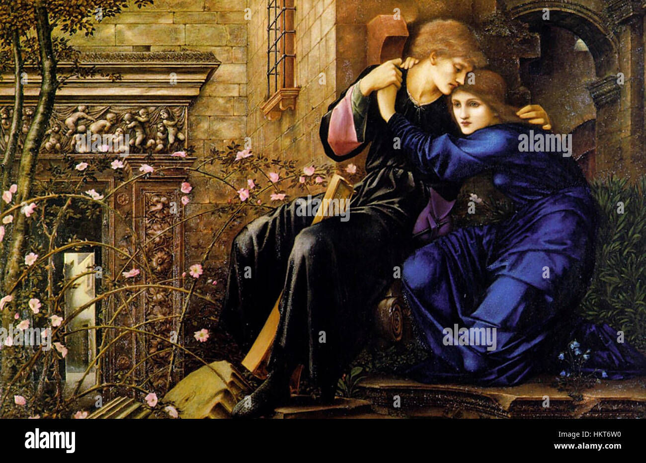 'Love Among the Ruins' by Edward Burne-Jones portrays a romantic scene ...