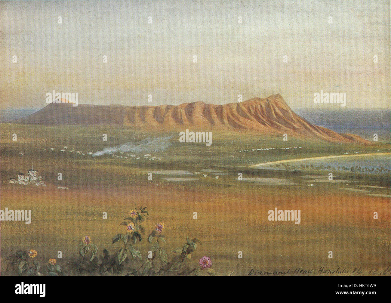 Edward Clifford’s watercolor painting 'Diamond Head, Honolulu' from ...