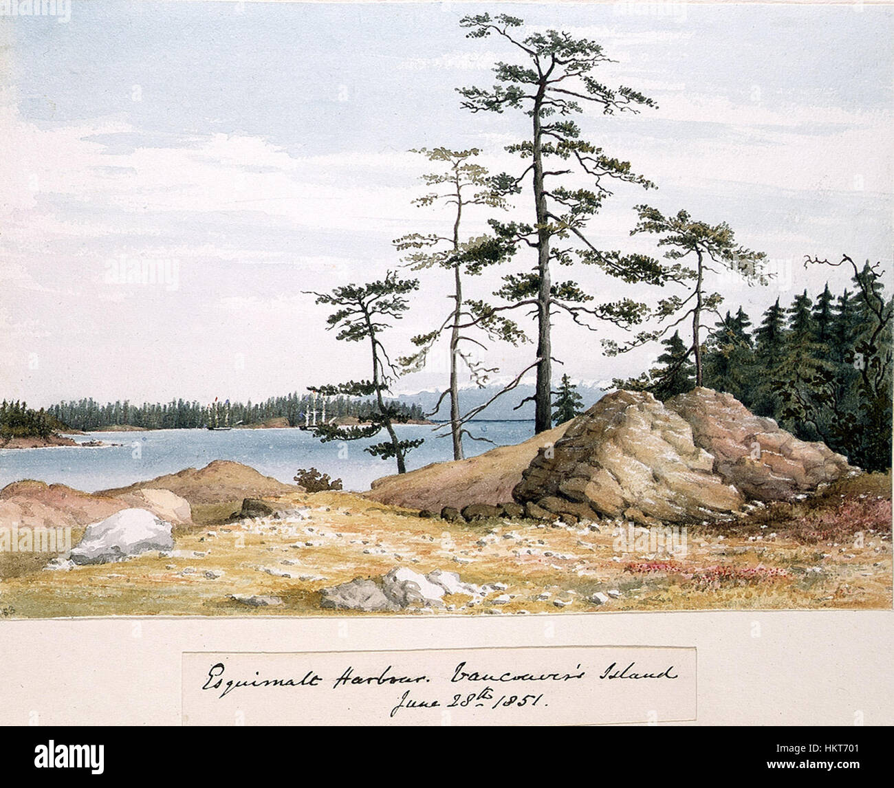 This painting by Edward Gennys Fanshawe depicts Esquimalt Harbour on ...