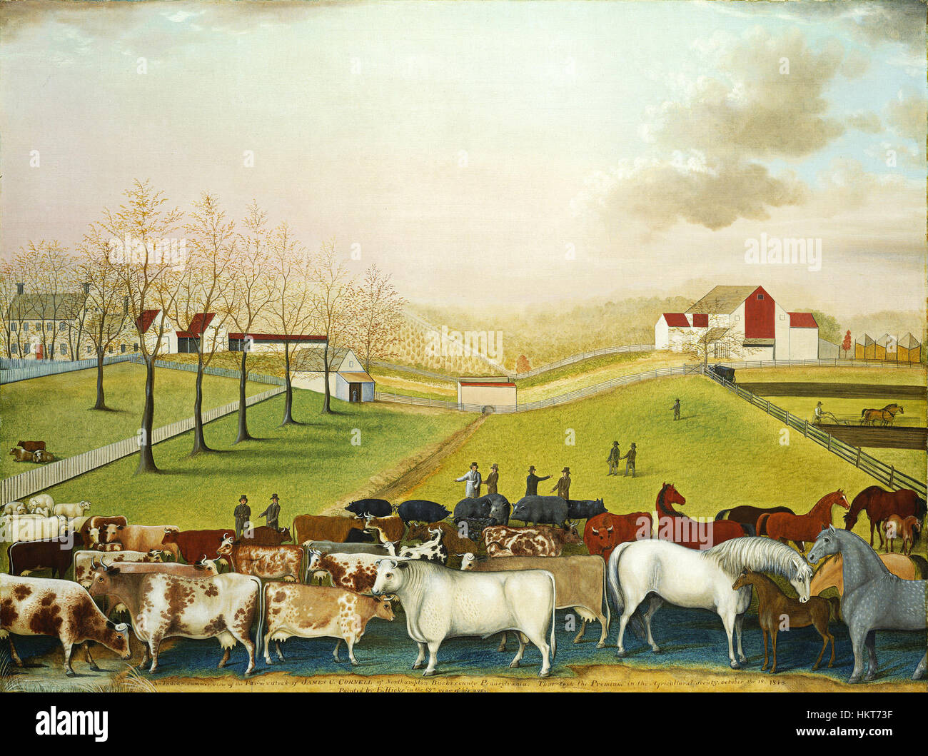 Edward Hicksâ€™ *The Cornell Farm* depicts a rural farm scene ...