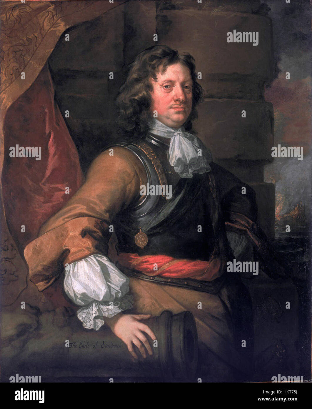 This historical portrait depicts Edward Montagu, a British naval ...