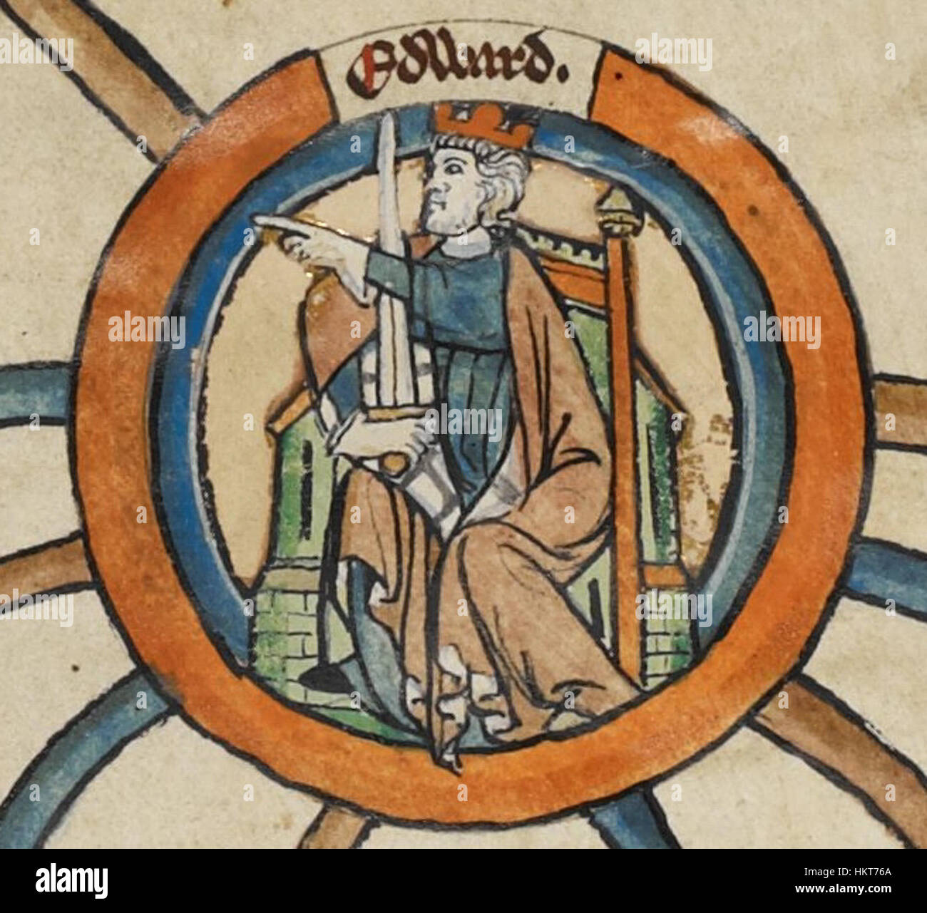 This illuminated manuscript page features Edward the Elder, an English ...