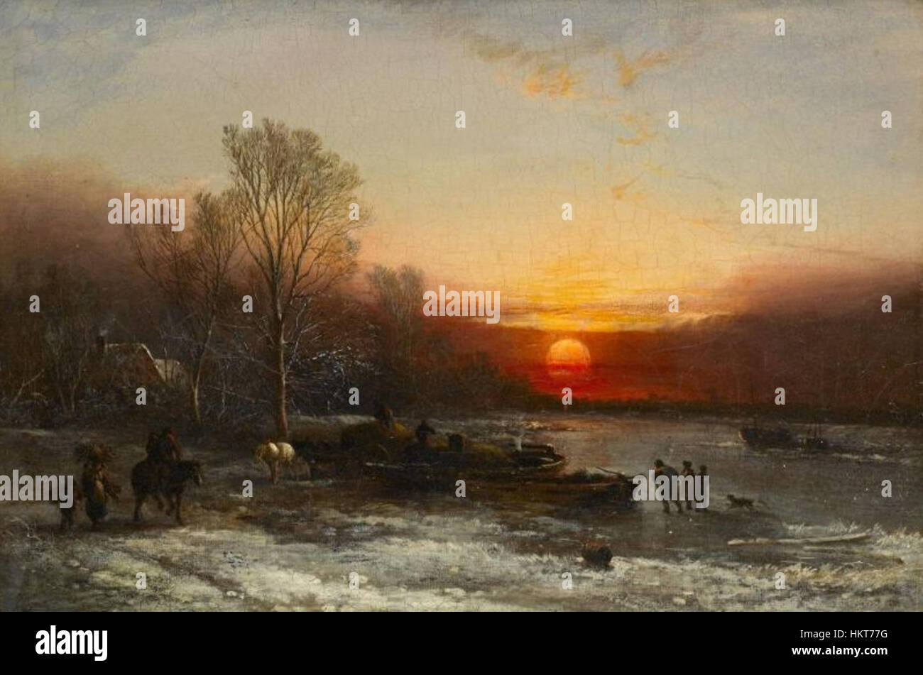 Edward Williams' 'Winter Evening' is a classic landscape painting that ...