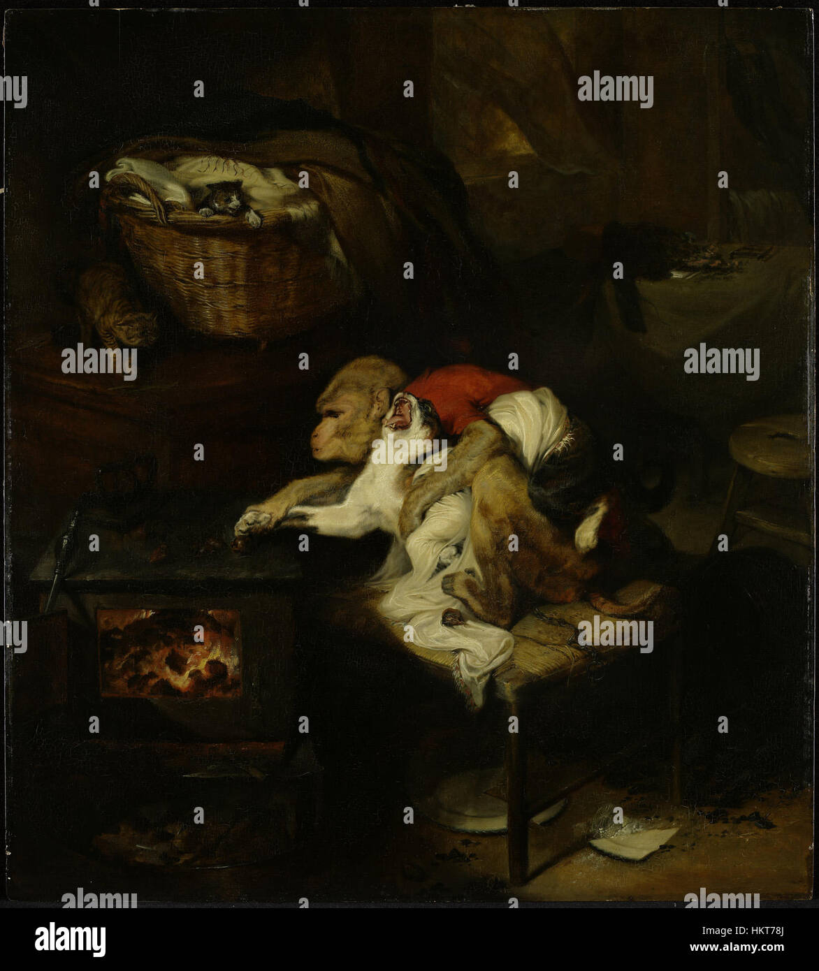 'Cat’s Paw' by Sir Edwin Henry Landseer, an oil painting illustrating a ...