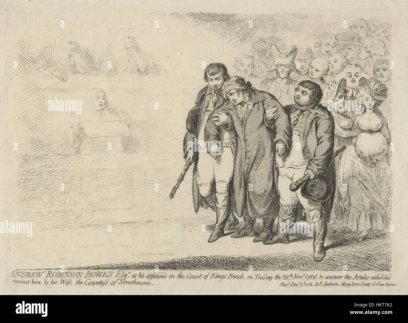 This caricature by James Gillray portrays Andrew Robinson Bowes Esquire ...