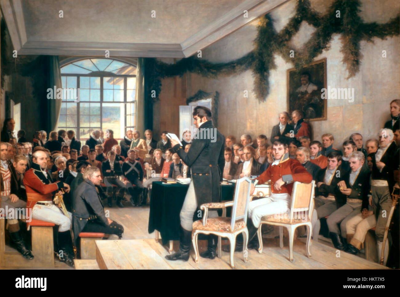 *Eidsvoll riksraad 1814* depicts a historical scene from the Norwegian ...