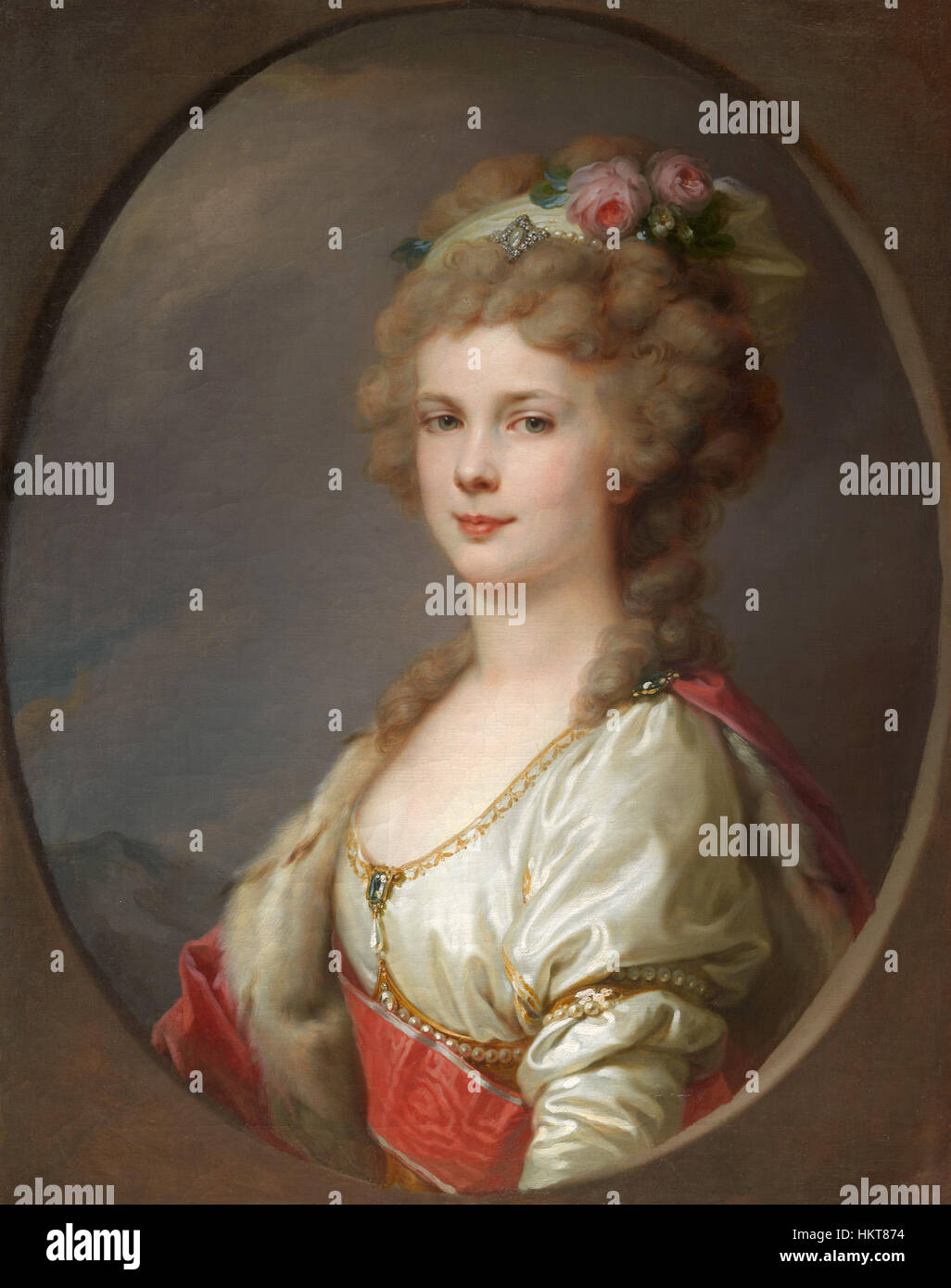 This 1800s portrait by Lampi depicts Elena Pavlovna of Russia, showcasing the elegant attire and ...