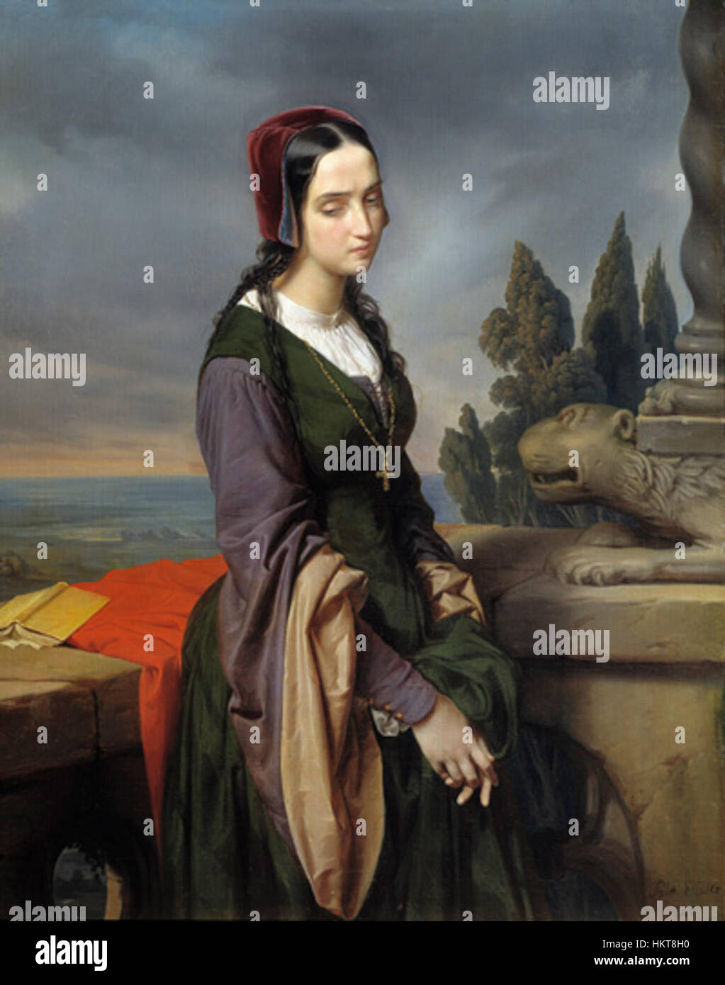 ‘Pia de' Tolomei’ is an oil painting by Eliseo Sala, depicting a scene ...