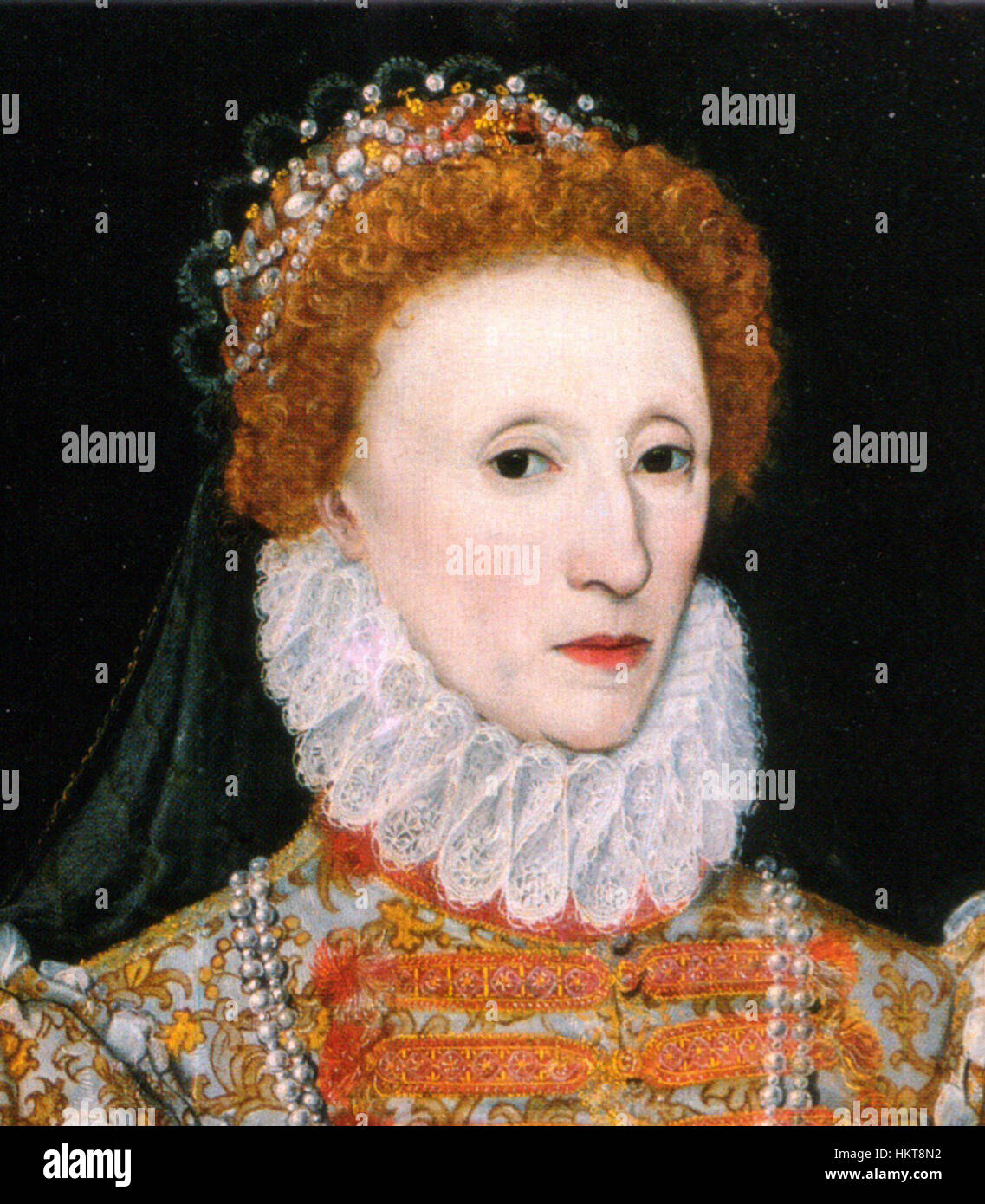 This cropped portrait of Elizabeth I, featuring her alongside her ...