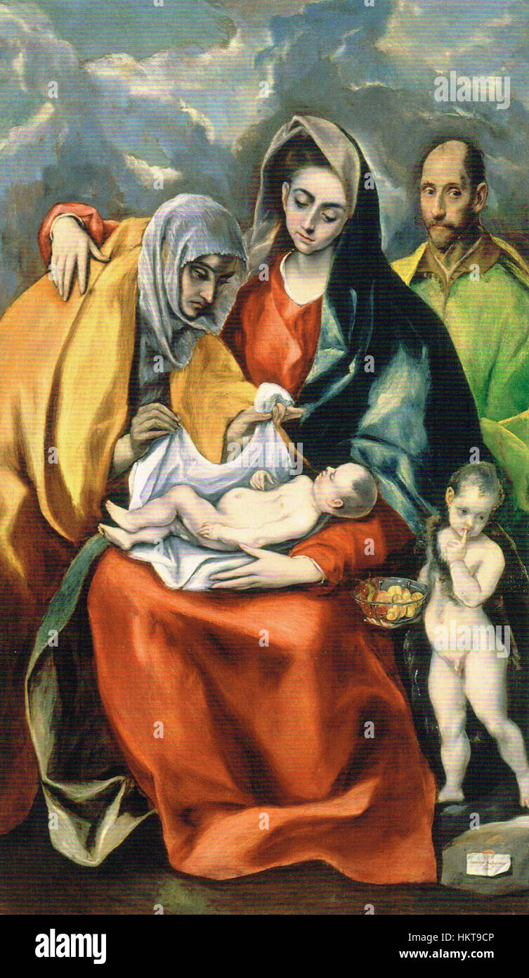 'The Holy Family' by El Greco is a religious painting depicting the ...