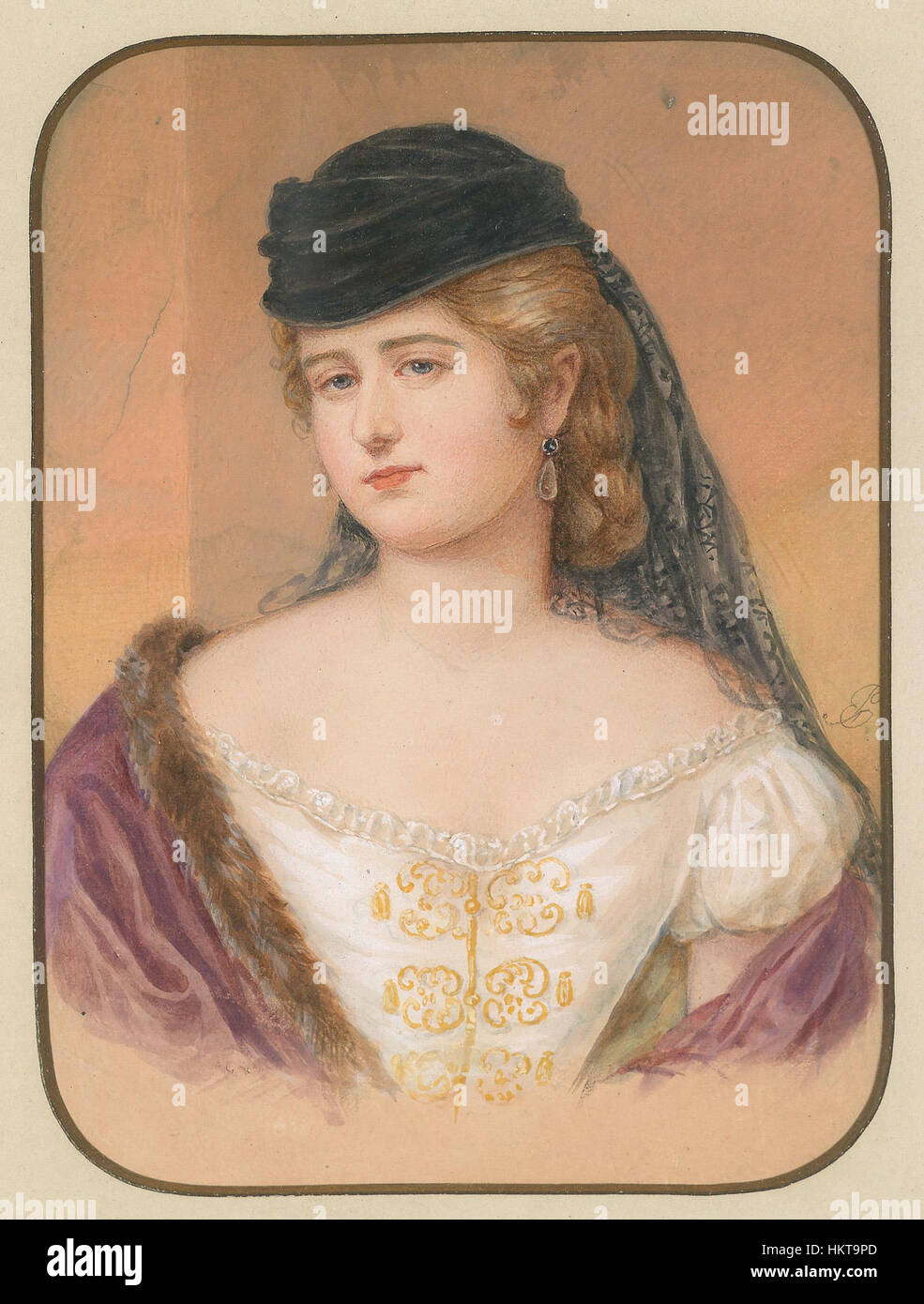 Emanuel Thomas Peter Bildnis einer Dame mit schwarzem Hut und Schleier ...