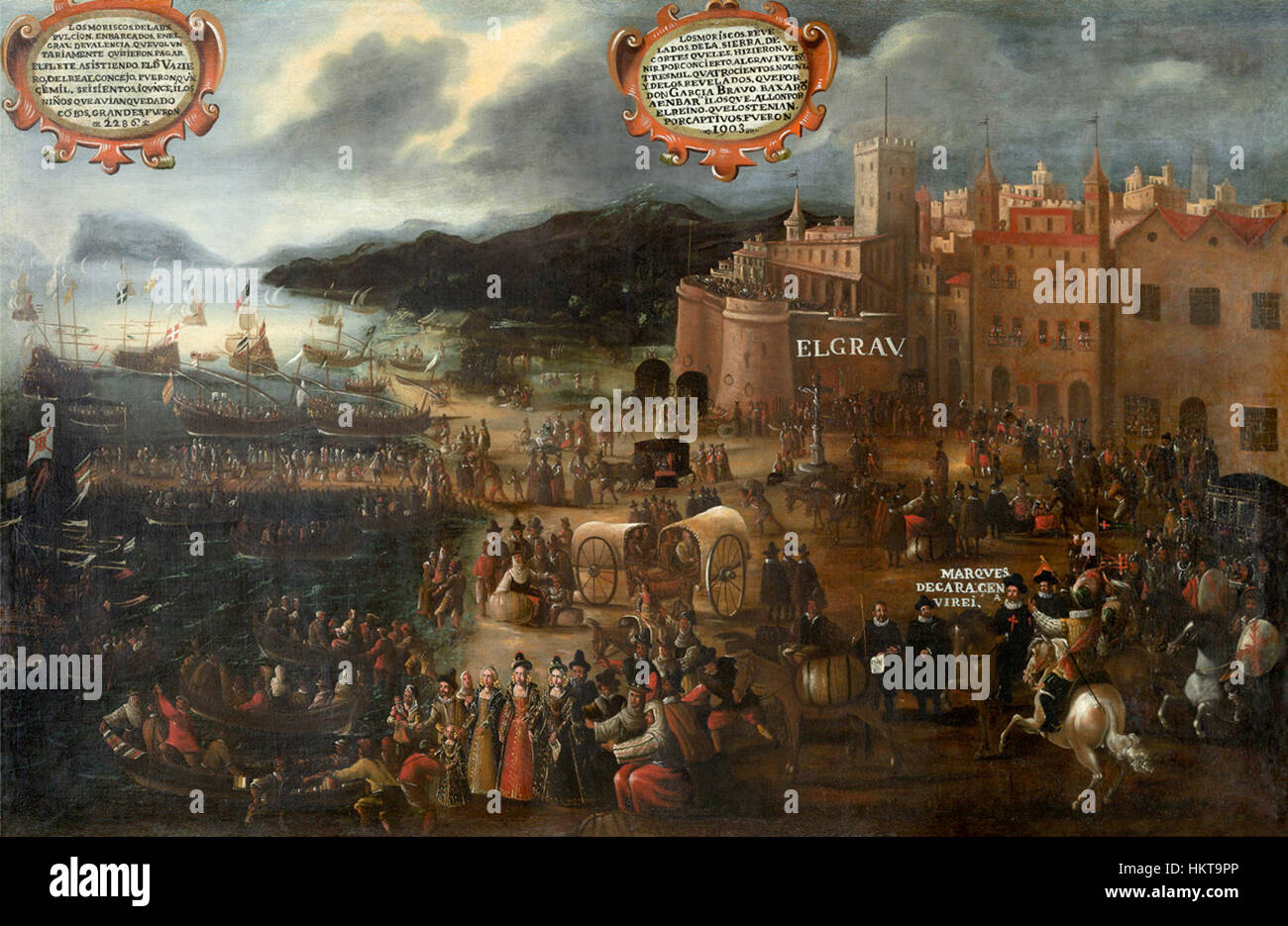 'Embarco moriscos en el Grao de Valencia' depicts the expulsion of the ...