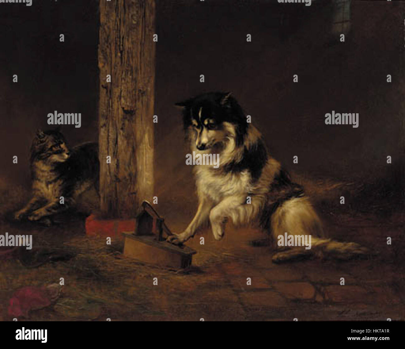 An oil painting by Emmanuel Noterman titled 'Teamwork', which depicts a ...