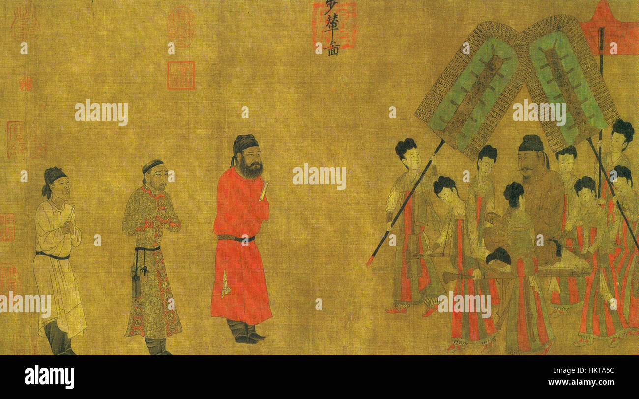 This historical painting captures Emperor Taizong of China's meeting ...