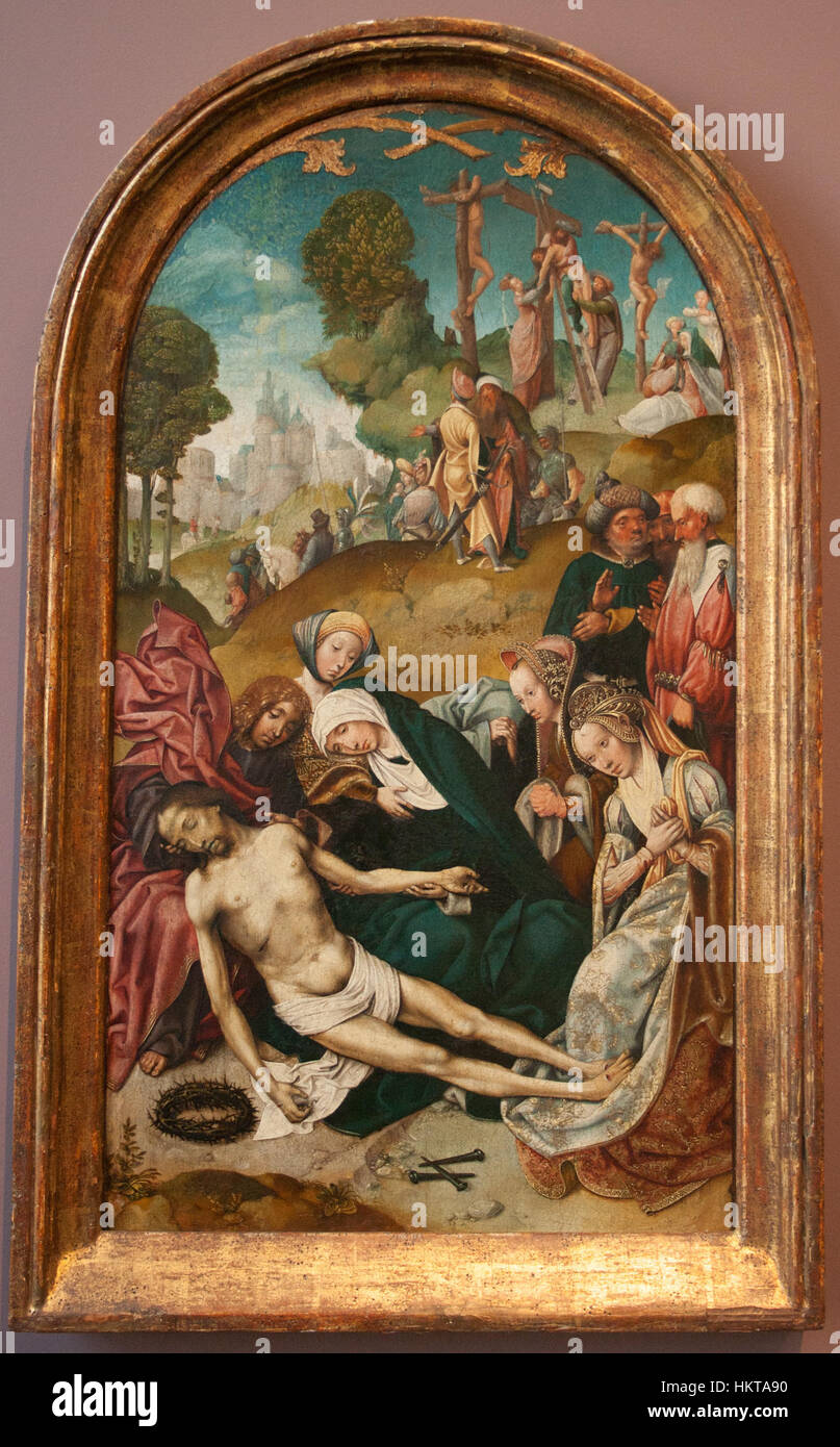 *The Lamentation*, painted by Engebrechtsz, depicts the sorrowful scene of Christâ€™s body being ...