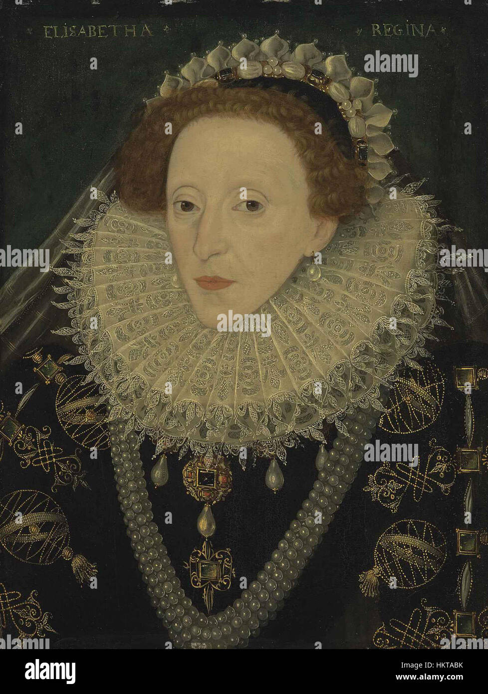 This portrait of Queen Elizabeth I, painted circa 1580, represents the ...
