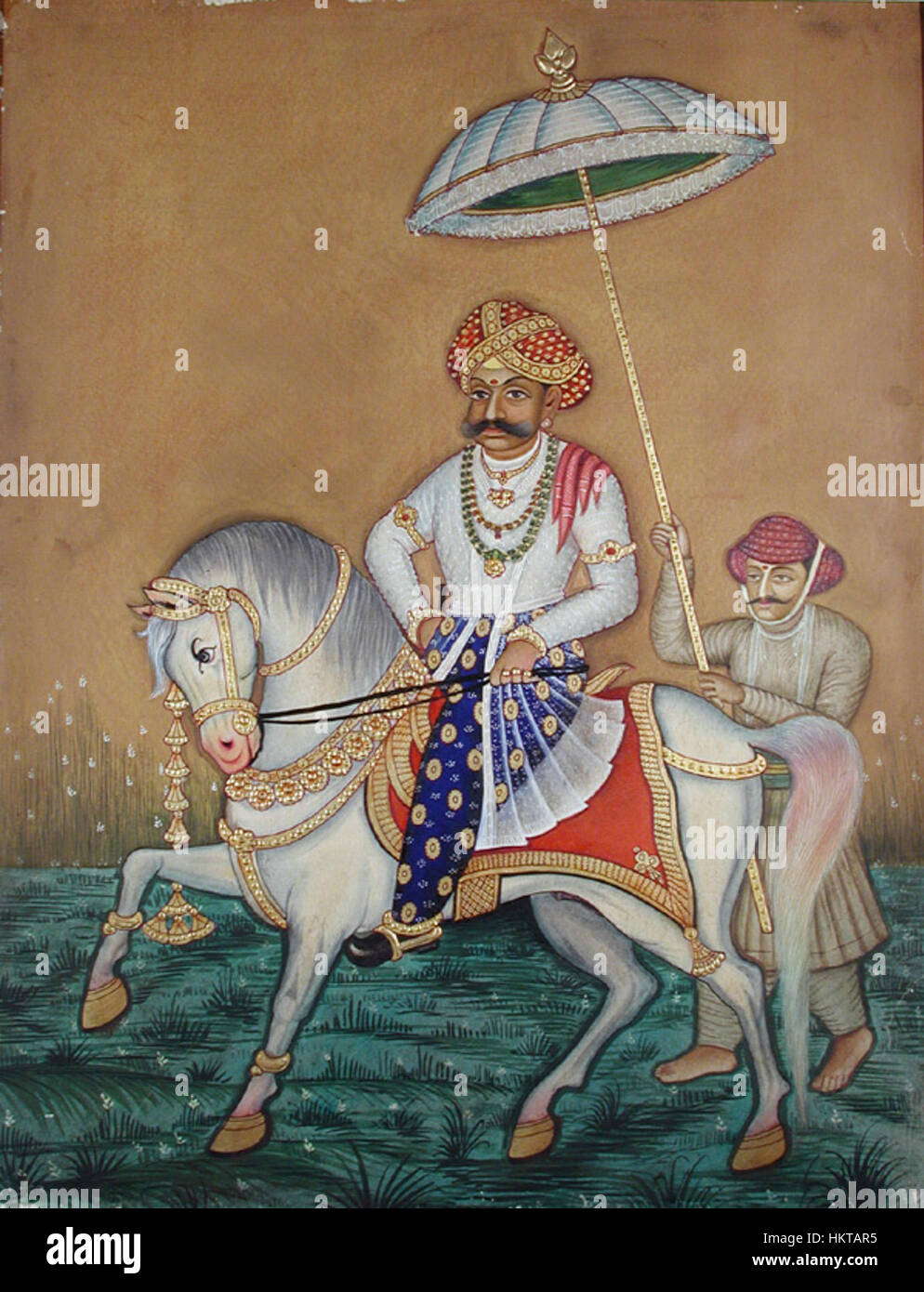 The Equestrian Portrait of Krishnaraja Wodeyar III, painted in the 19th ...