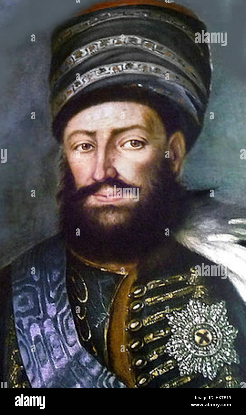 A portrait of Erekle II, the last king of Kakheti in Georgia, depicted ...