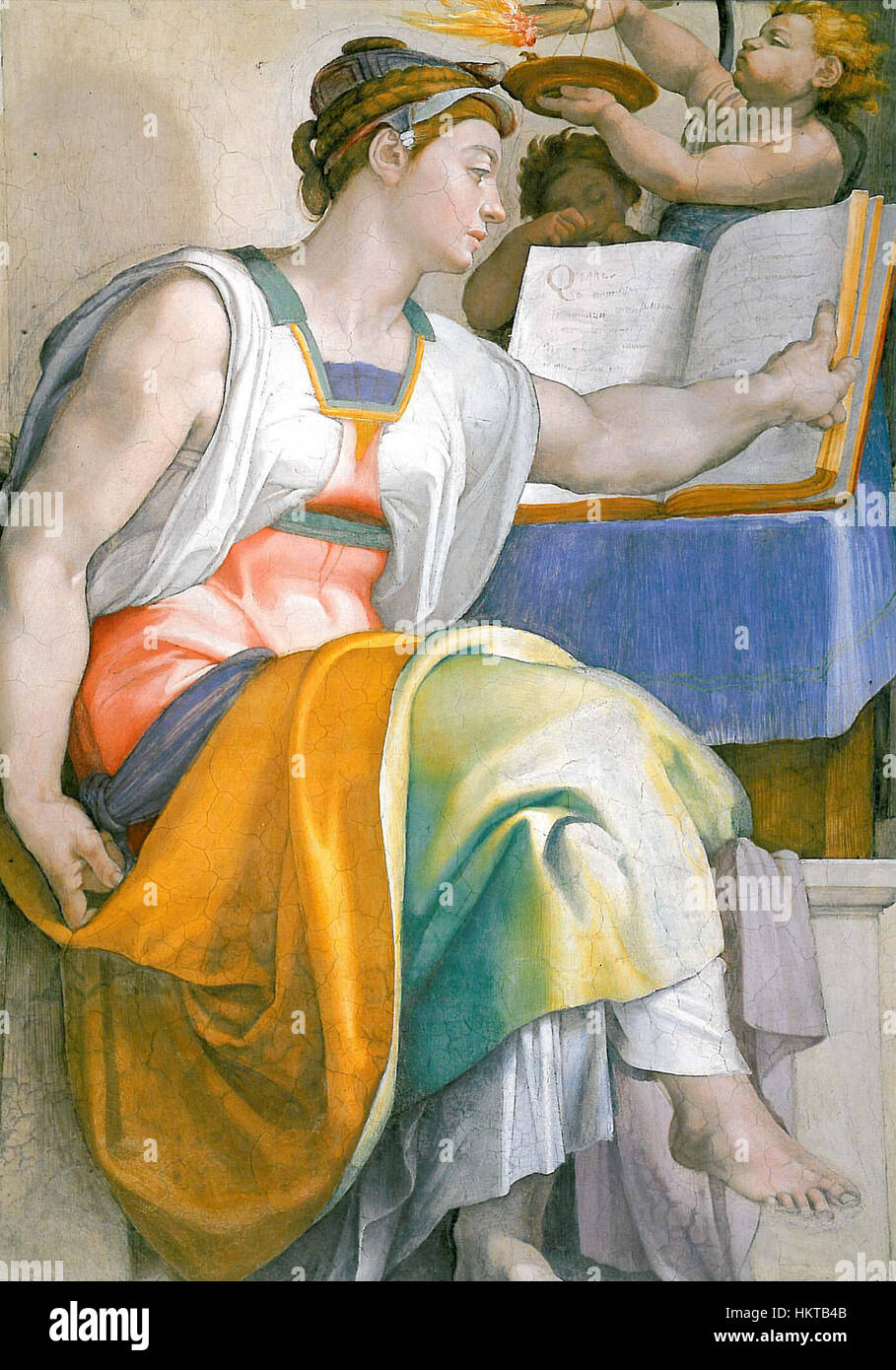 A painting by Michelangelo depicting the Erymanthian Sibyl, one of the ...