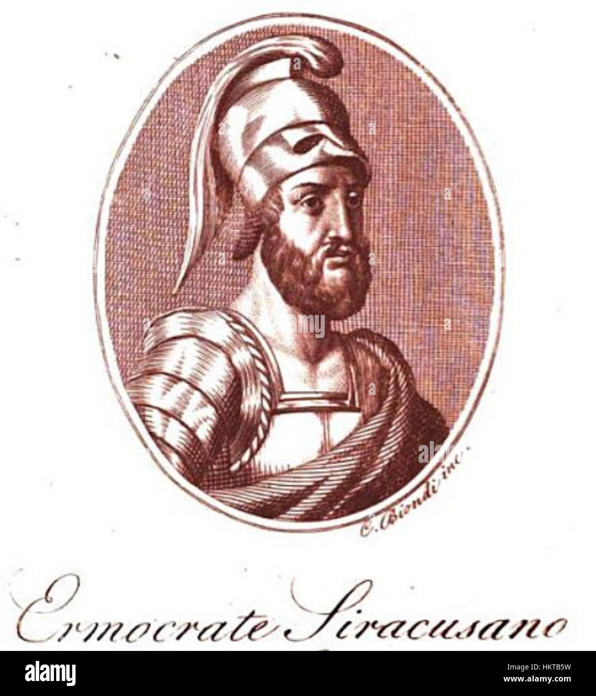 This portrait of Ermocrate, an ancient philosopher, depicts him in a ...