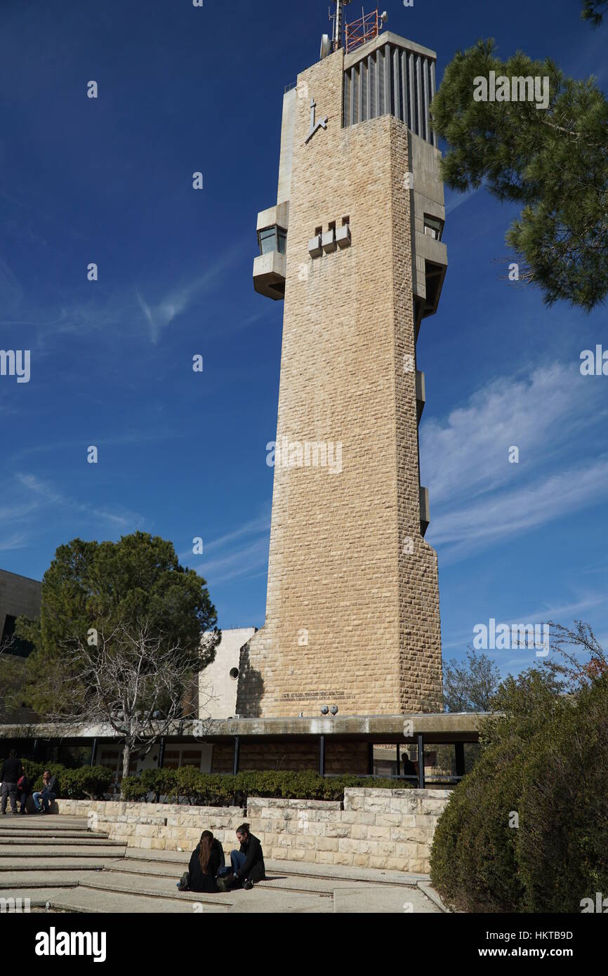 Hebrew University, Jerusalem, observation tower and campus forum Stock ...
