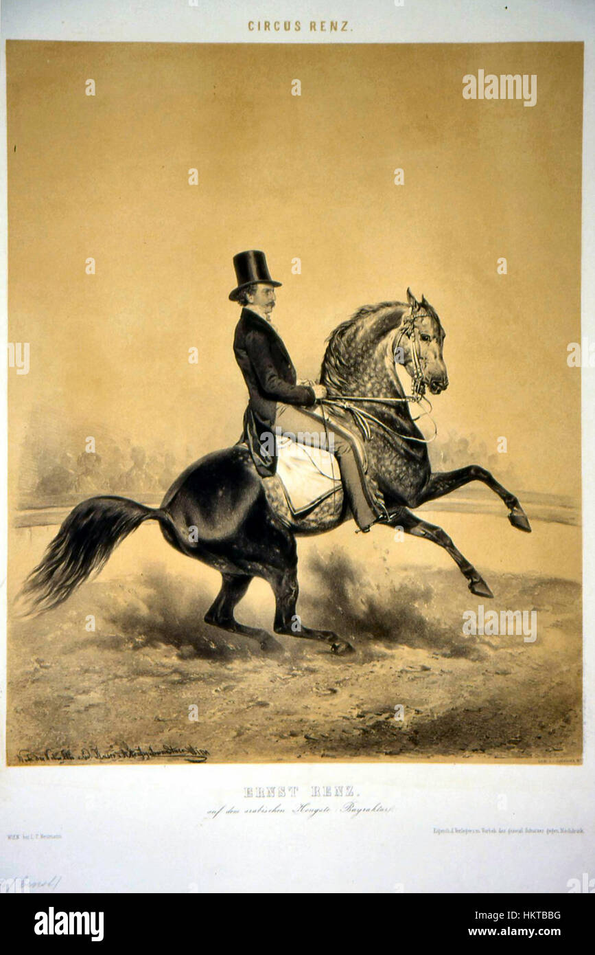 This lithograph by Ernst Renz, a prominent 19th-century German artist ...