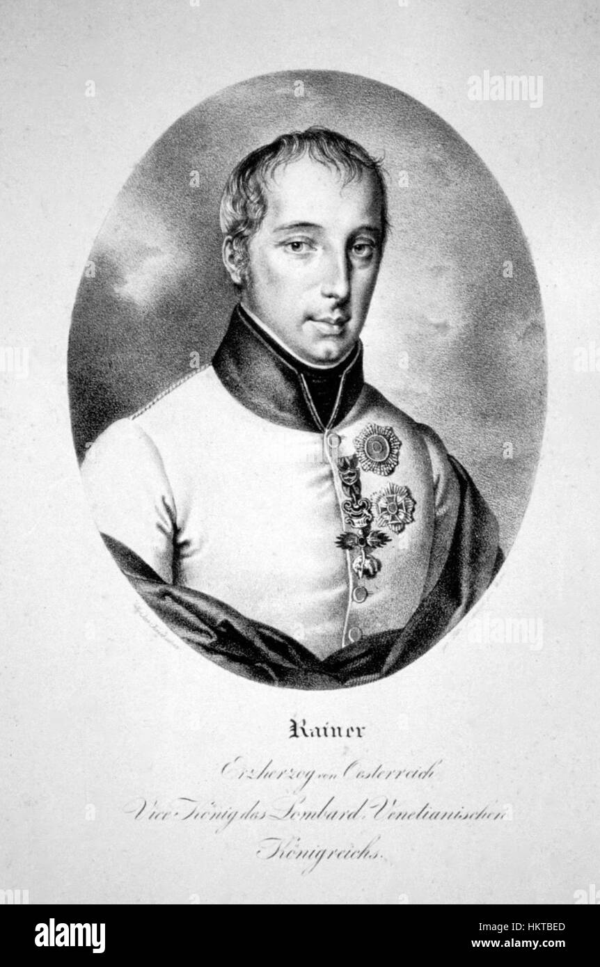 The lithograph 'Erzherzog Rainer' depicts an image of Archduke Rainer ...