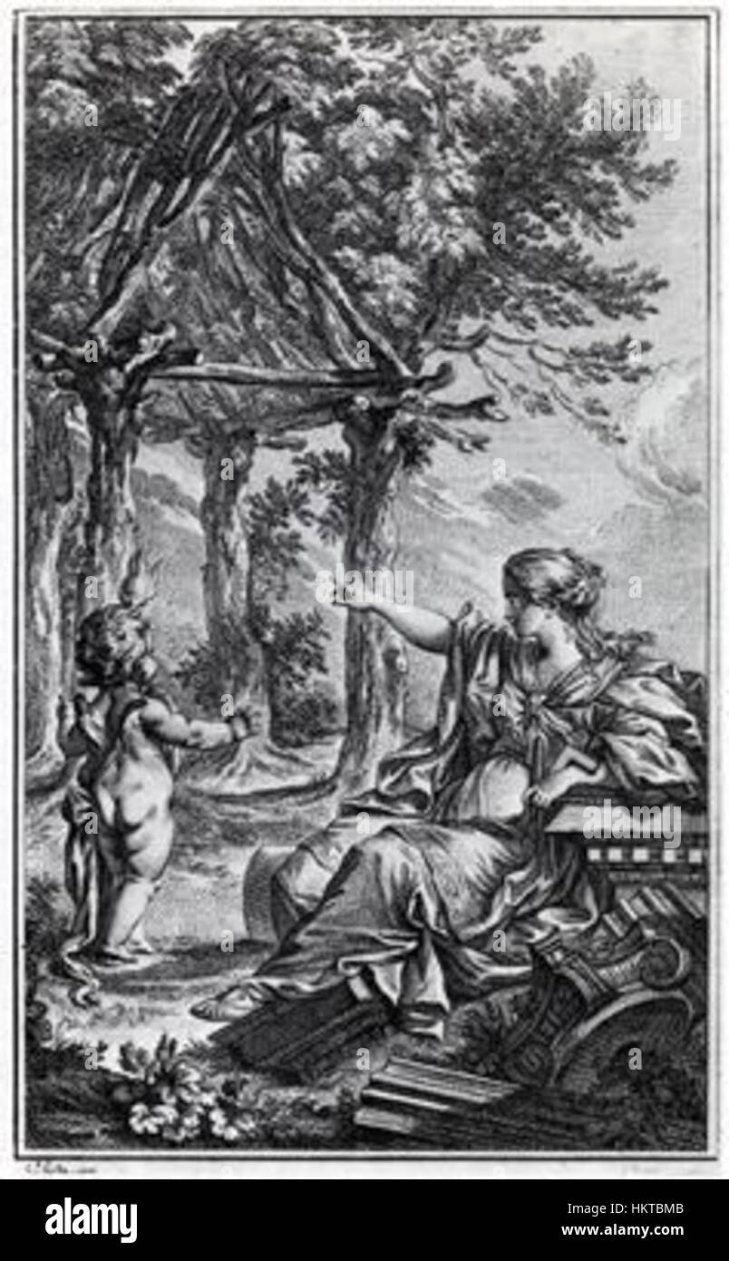 The frontispiece of 'Essai sur l'Architecture' offers a detailed ...