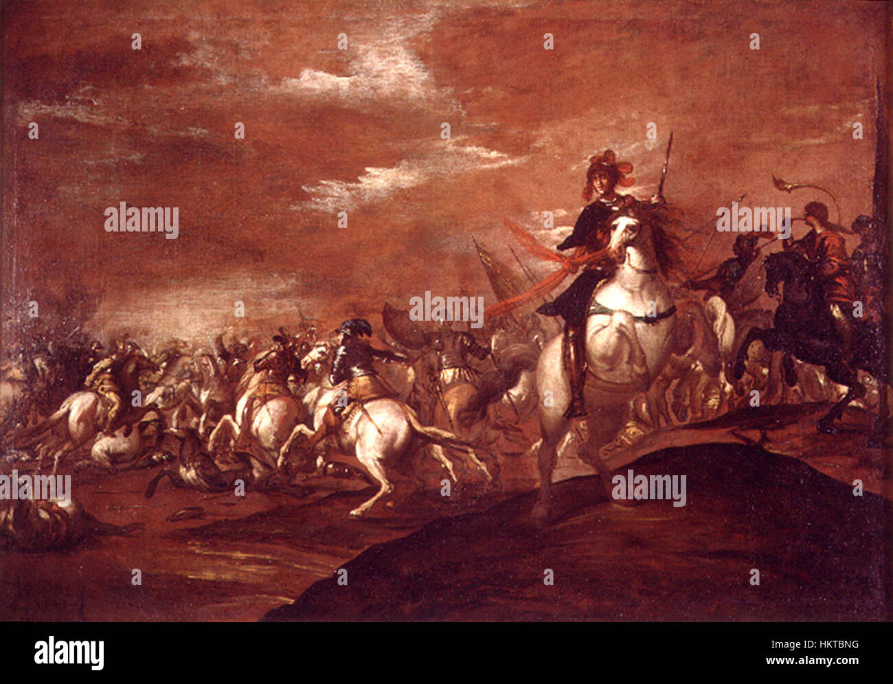 This Spanish painting by Esteve March, titled 'Trobada de cavalleria ...