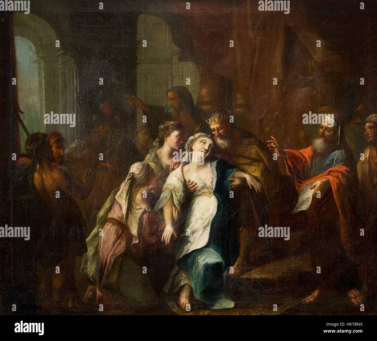 This 18th-century French painting, 'Esther vor Avasher,' portrays the ...