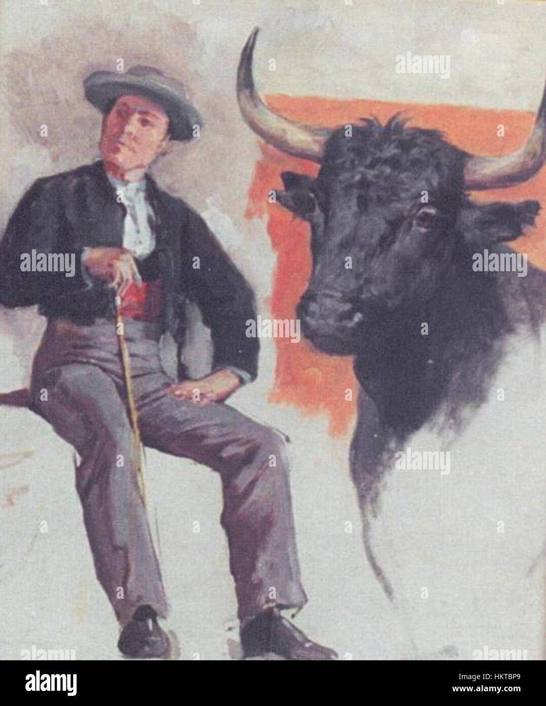 This painting titled 'Estudio de personaje y toro de La Vara Rota ...