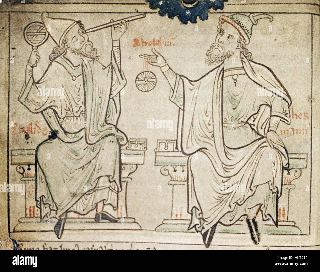 This manuscript page from Ashmole MS 304 depicts the work of Euclid and ...