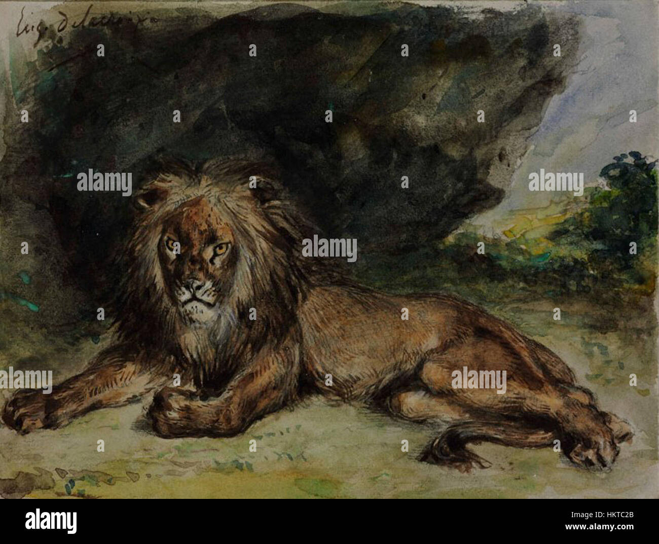 Eugene Delacroix’s *Lion* (1848-1850) is a powerful watercolor ...