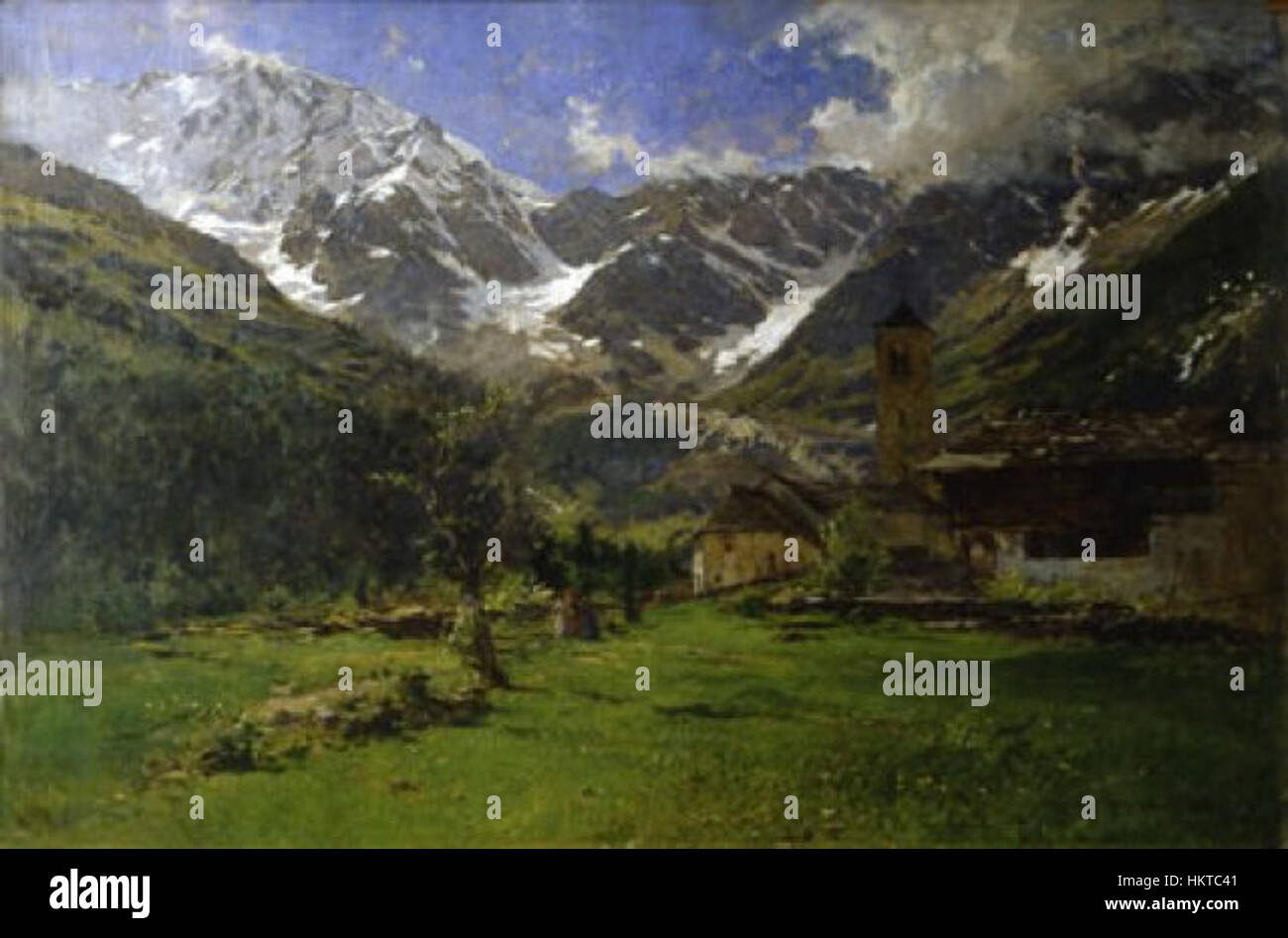 A painting by Eugenio Gignous depicting Monte Rosa, one of the highest ...