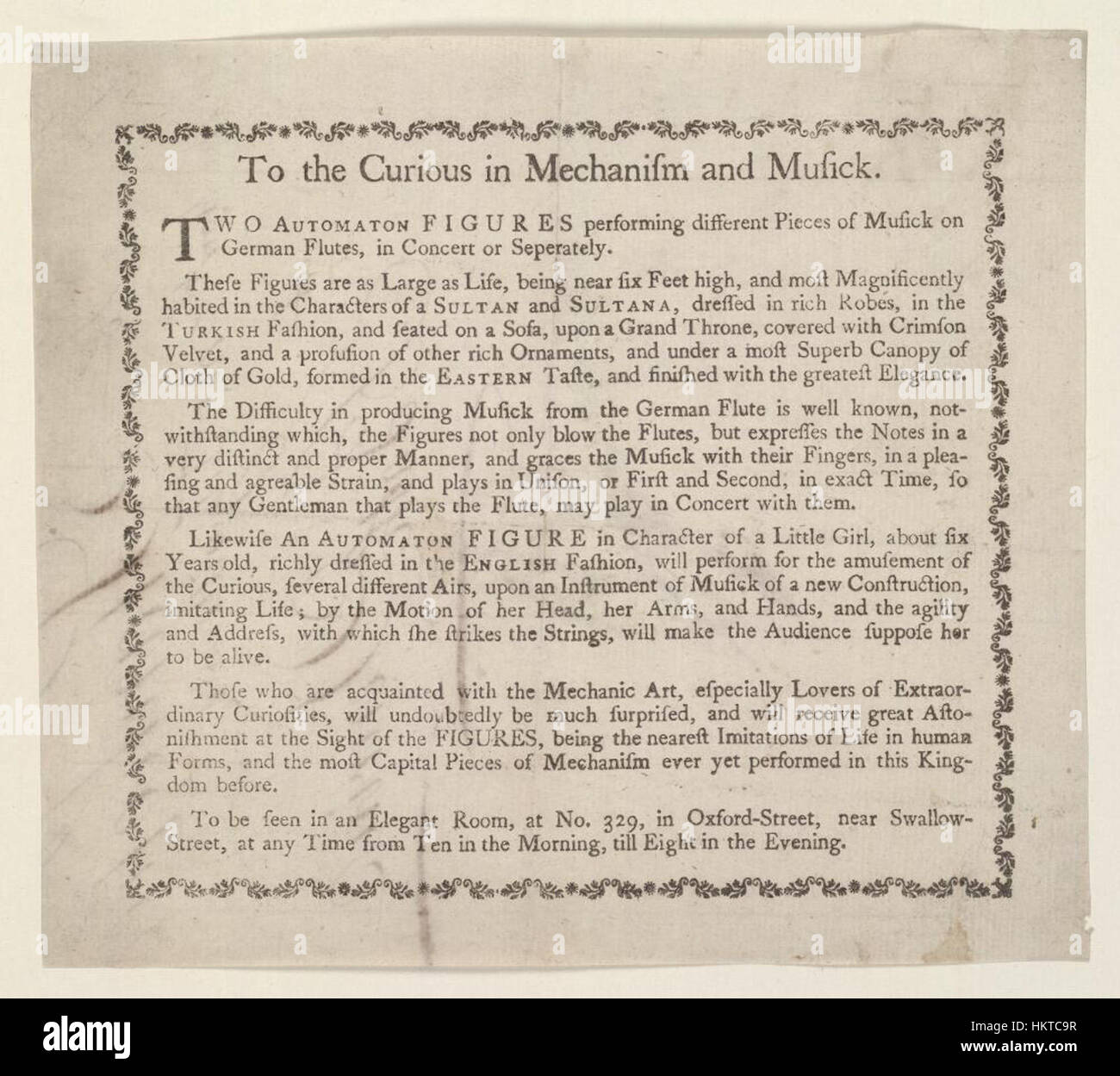 This handbill from 1780, held at the Bodleian Libraries, provides ...