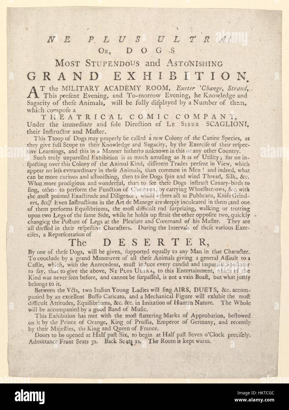 This handbill from 1784 is a historical document detailing the military ...