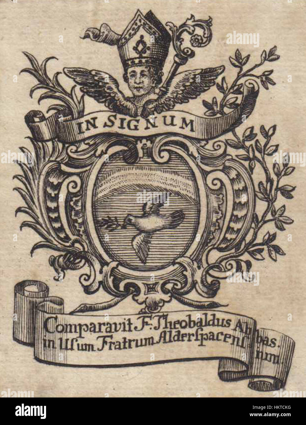 This ex-libris design from Aldersbach features a detailed and elegant ...