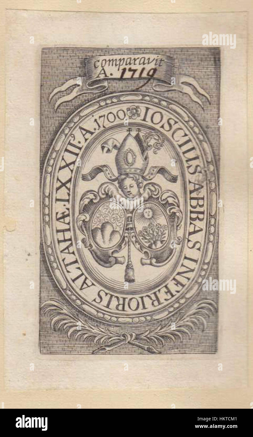 This ex-libris (bookplate) from Niederaltaich features intricate design ...