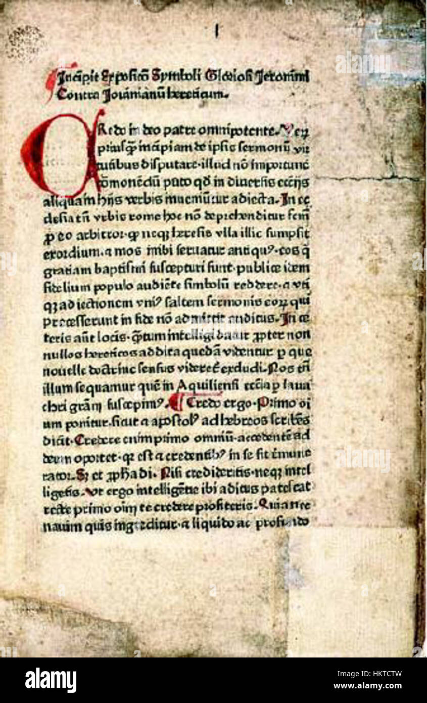 This historical manuscript, titled 'Expositio Symboli Contra Jovinianum ...