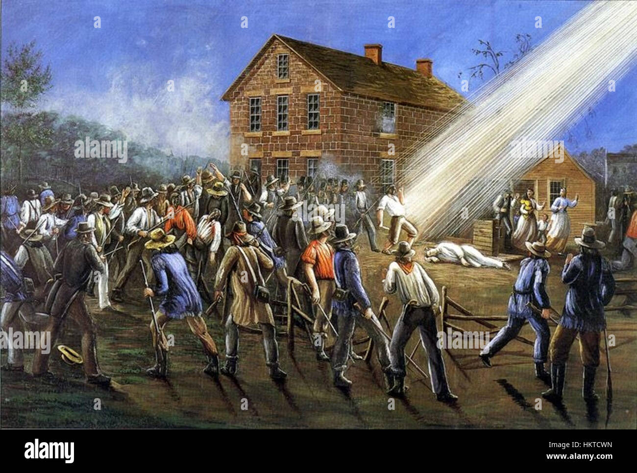 The exterior of Carthage Jail, painted by C.C.A. Christensen, captures ...