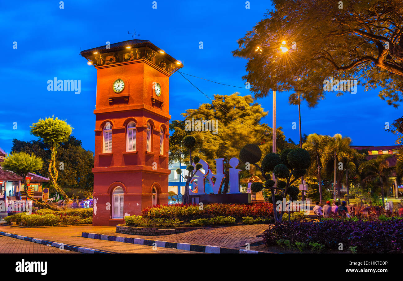 The Red Clock Tower in Malacca - Malaysia Stock Photo - Alamy