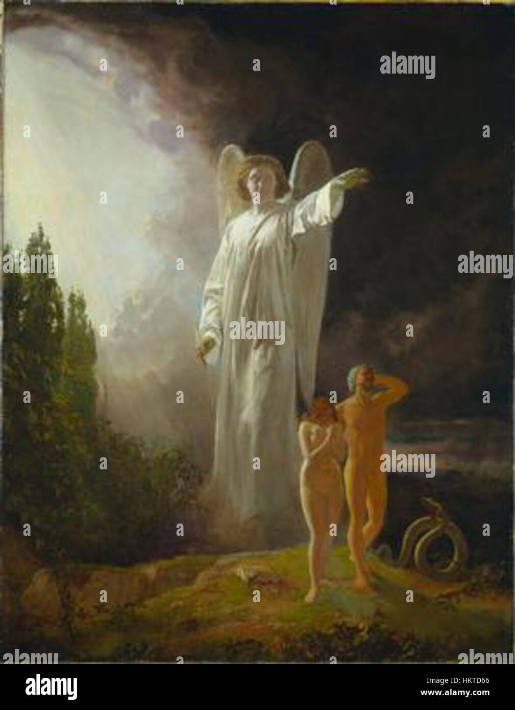 'Expulsion of Adam and Eve' by Faed, a painting depicting the biblical story of Adam and Eve's ...