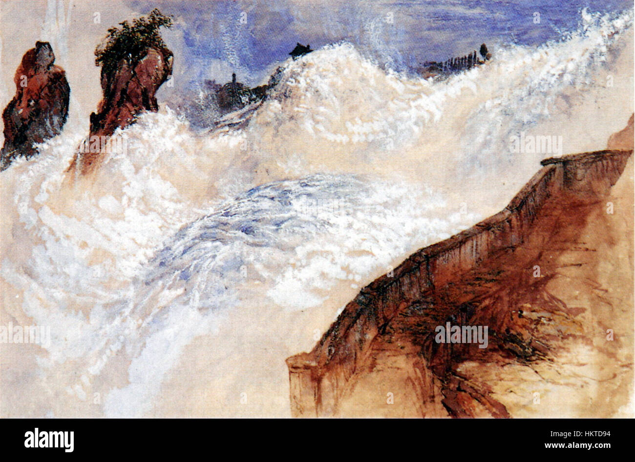 The 'Falls of Schaffhausen' painting by John Ruskin depicts the ...