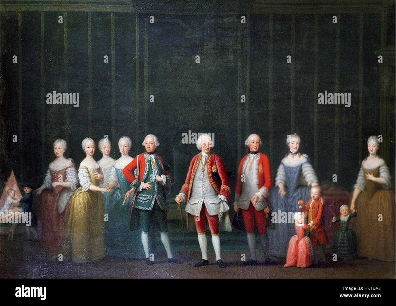 This artwork portrays the Royal Savoy Family of King Carlo Emanuele III ...