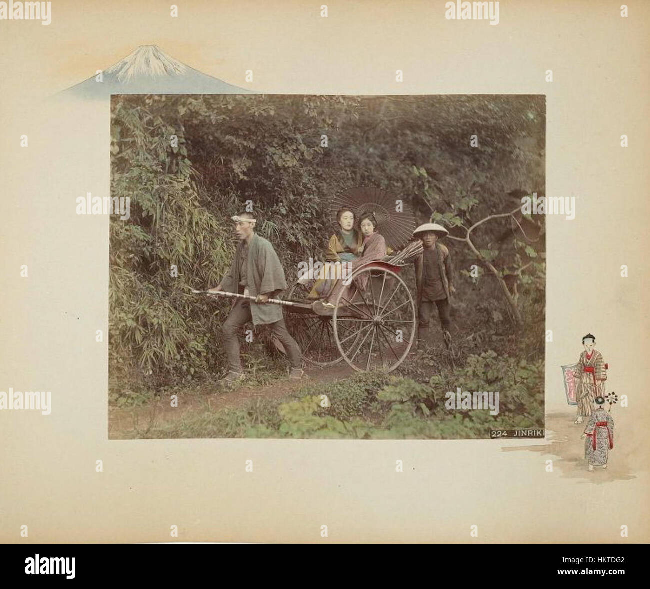 This photograph, captured by Felice Beato, depicts a rickshaw in Japan ...