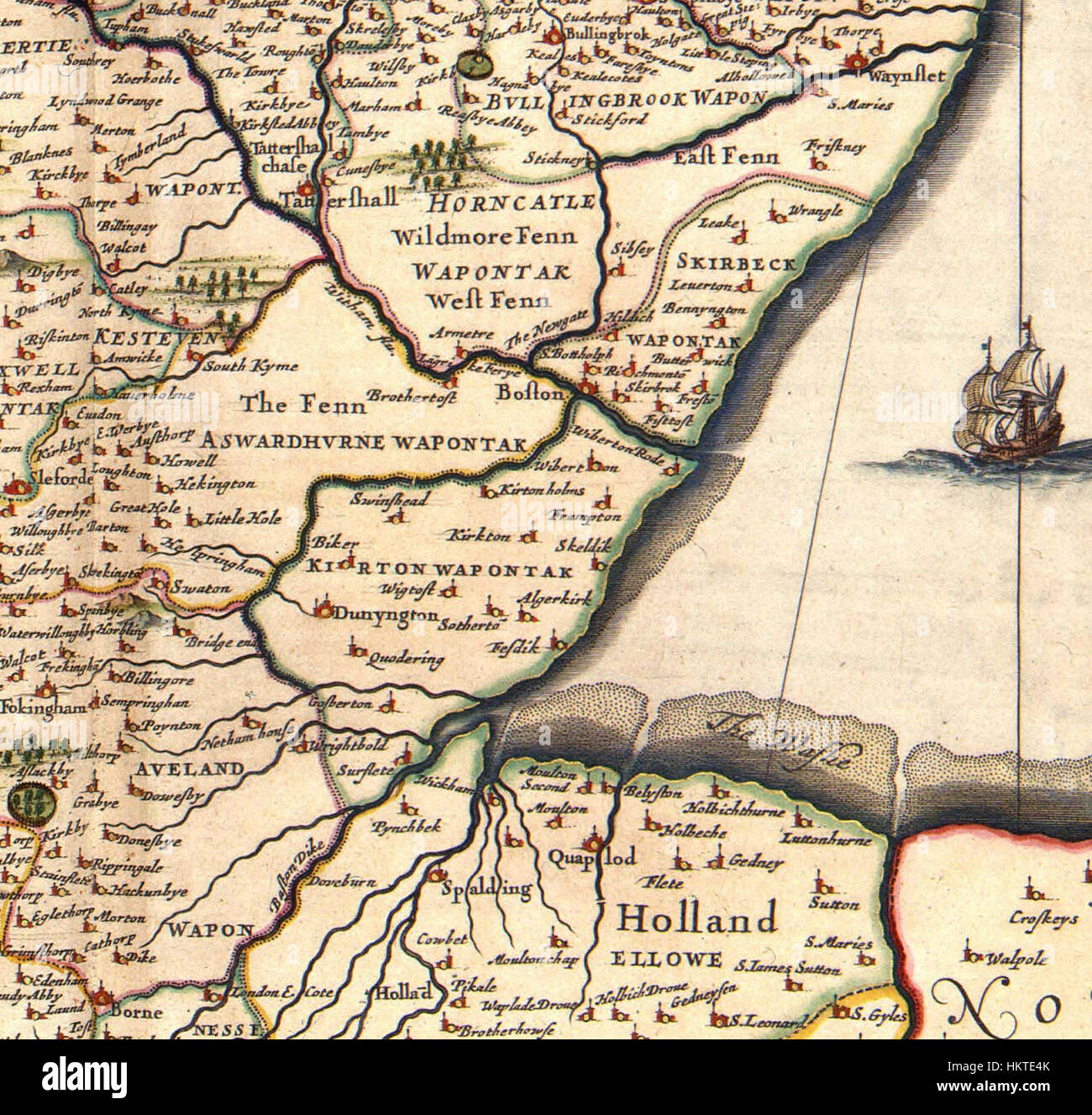 Fens area of Lincolnshire (Janssonius Stock Photo - Alamy