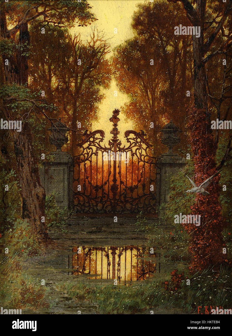 Ferdinand Knab's 1881 painting 'Das Schlossportal' depicts an intricate castle portal ...