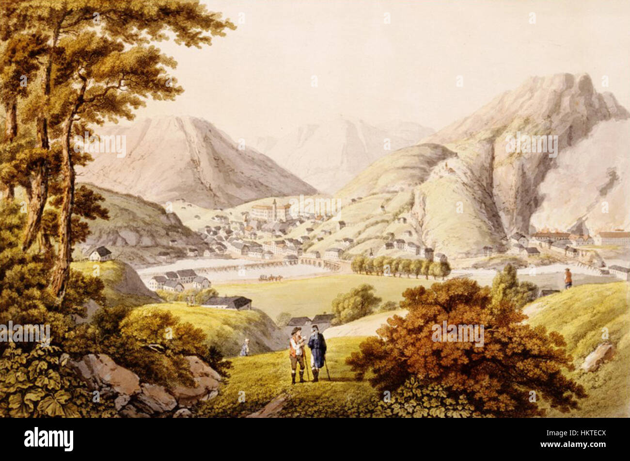A landscape painting by Ferdinand Runk titled Veduta Idrije, depicting ...